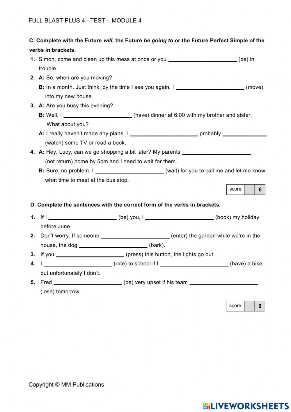 Full Blast 4, m… | Free Interactive Worksheets | 6487315