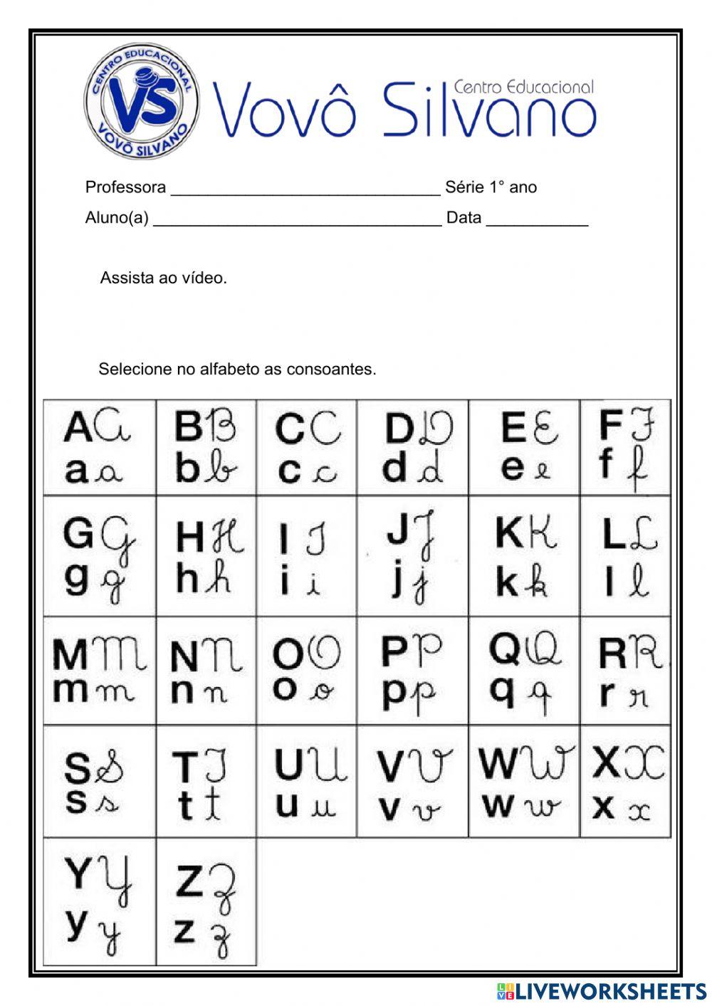 Portugues interactive activity for 1°ANO | Live Worksheets