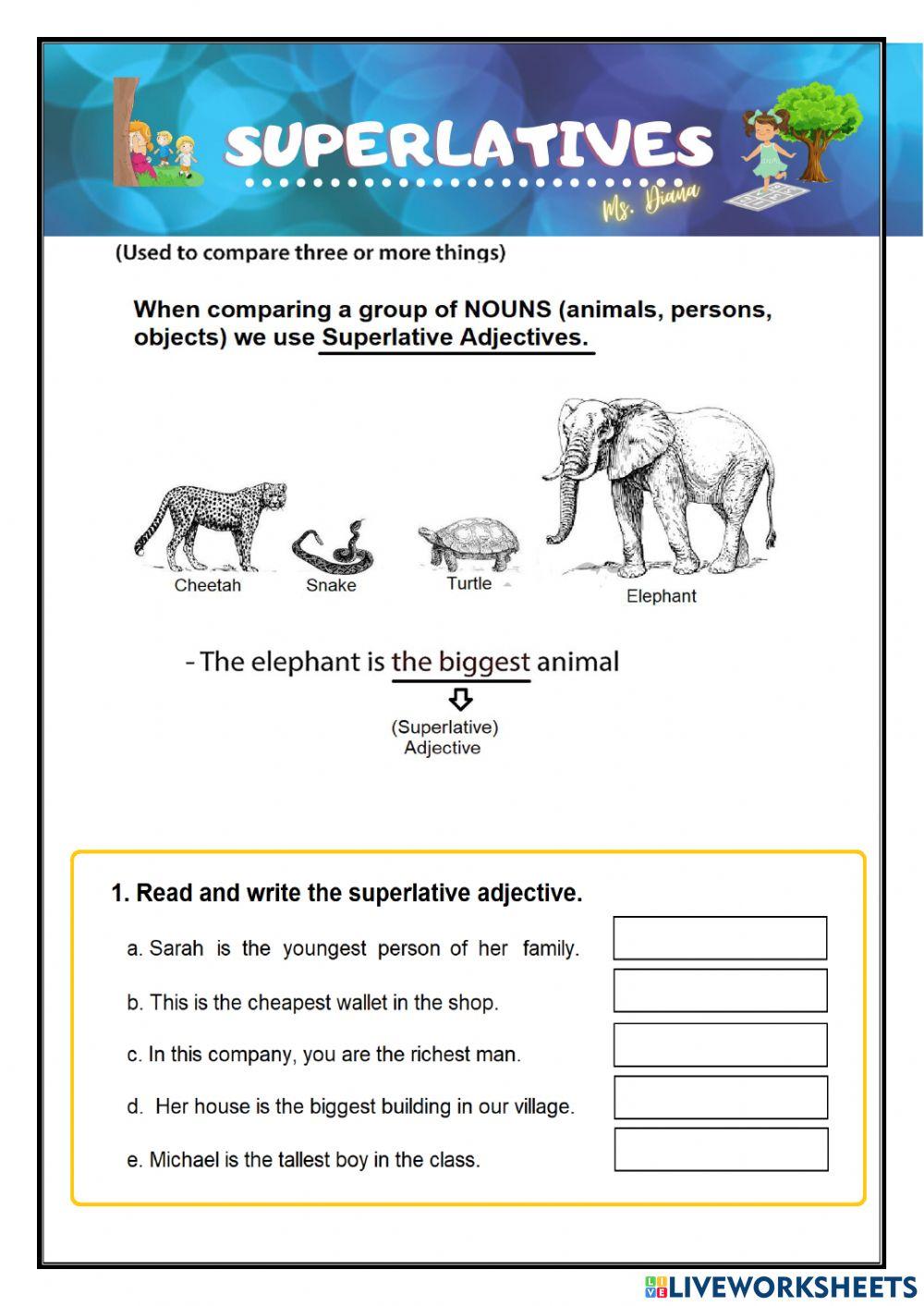 Superlatives | Free Interactive Worksheets | 825828