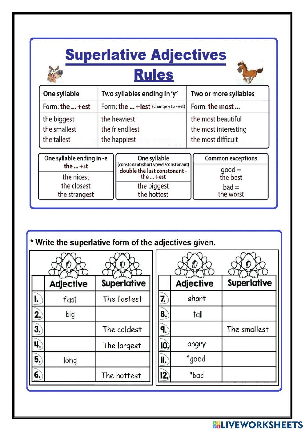 Superlatives | Free Interactive Worksheets | 825828