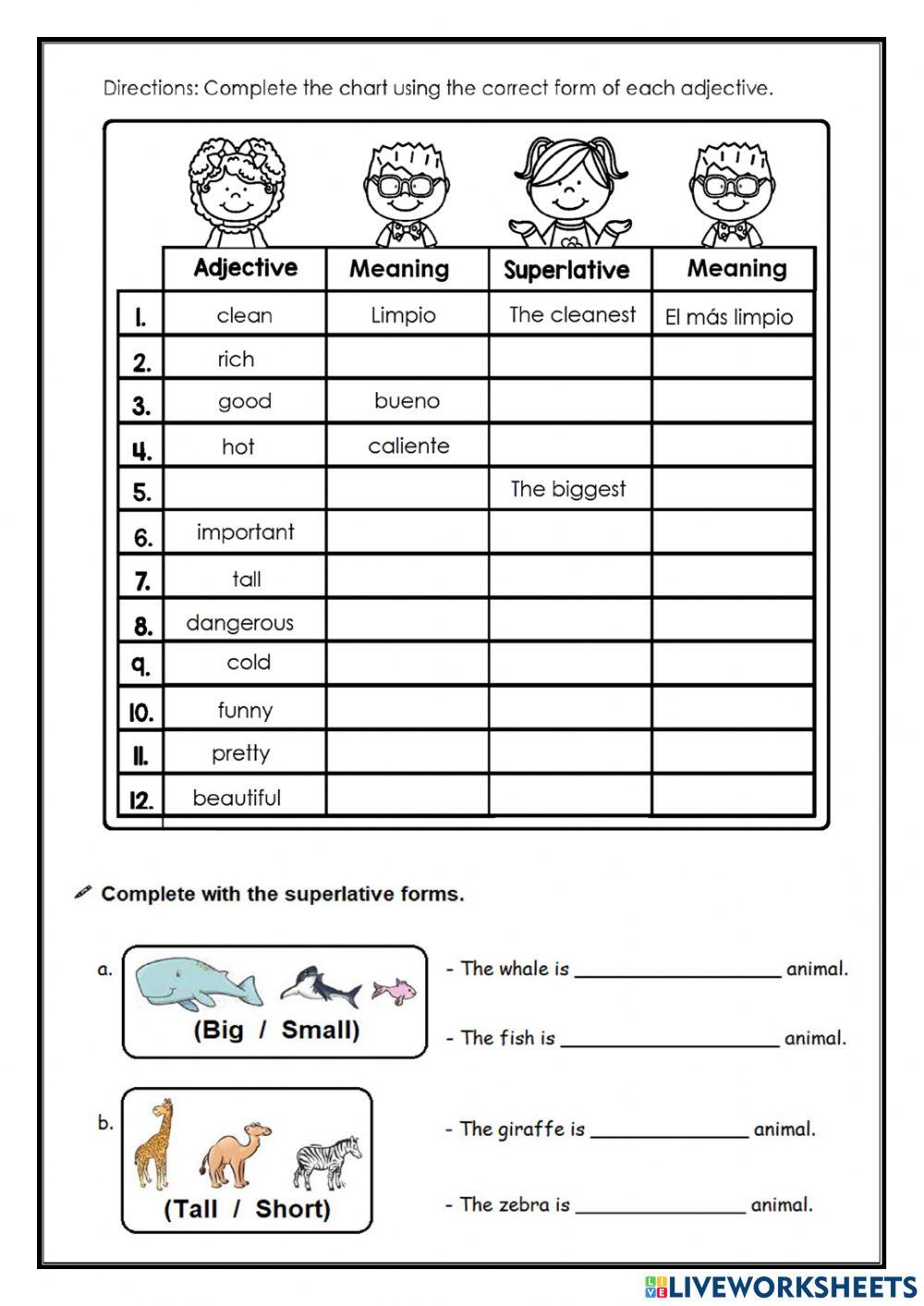 Superlatives | Free Interactive Worksheets | 825828