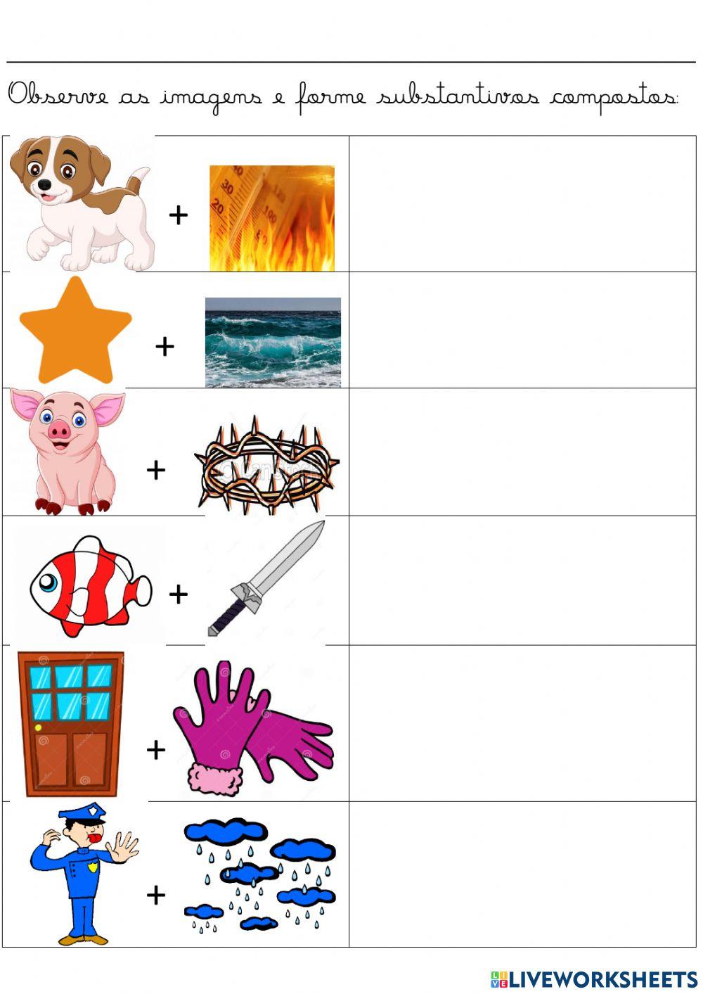 Substantivo composto worksheet | Live Worksheets