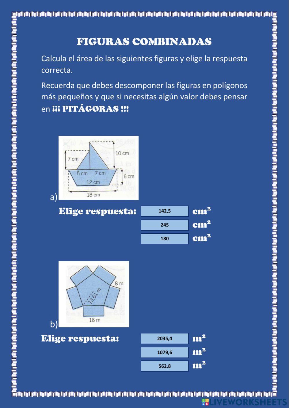 Áreas de figura… | Free Interactive Worksheets | 825863