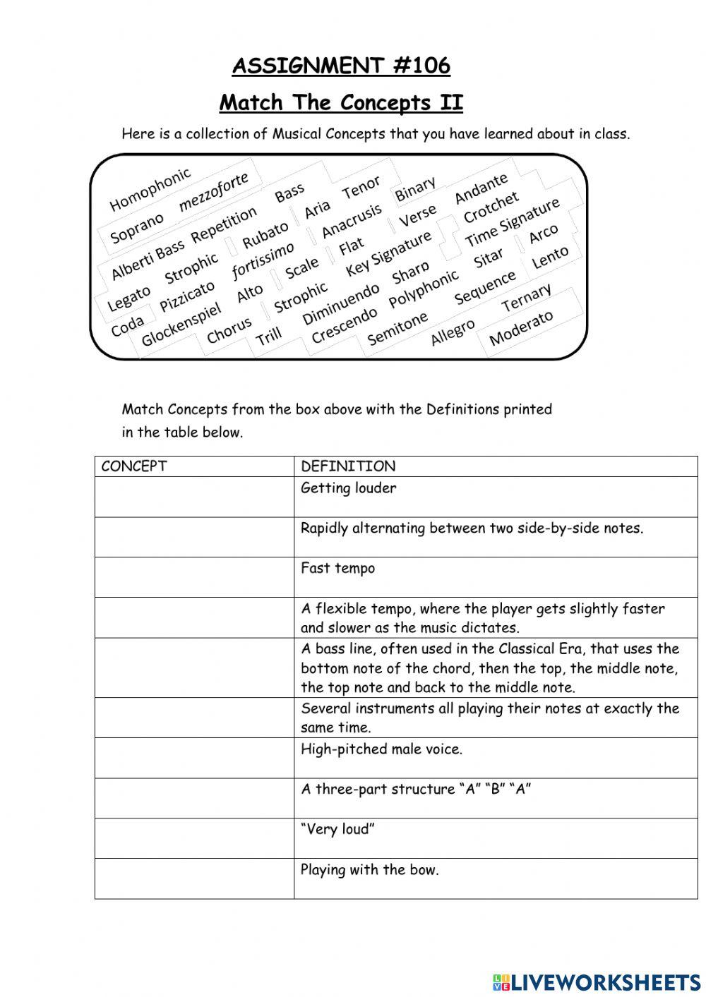 N3-5 Match the concepts II 826222 | jbennett | Live