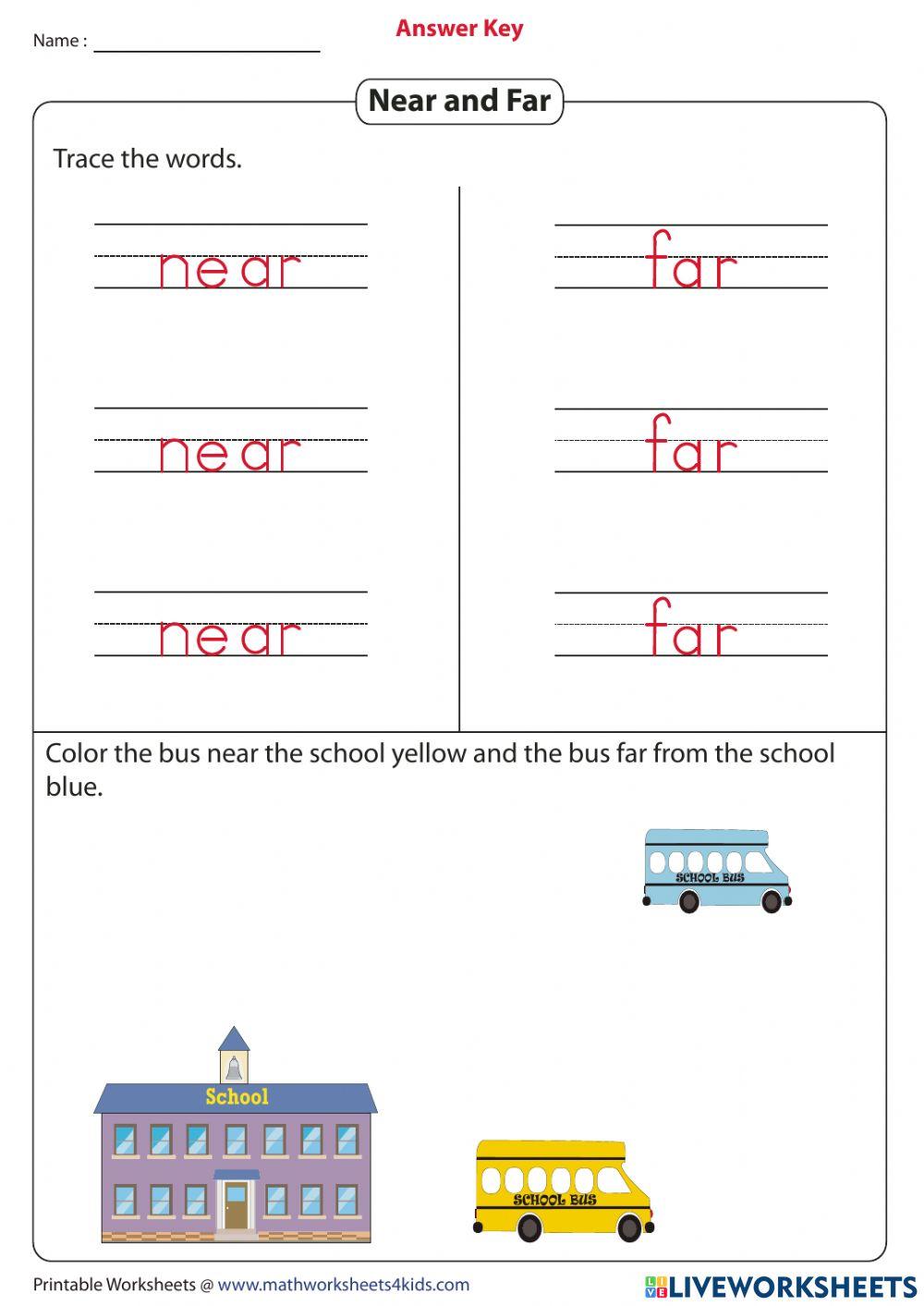 Tracing Near and Far words for Infant 1 online exercise for | Live ...