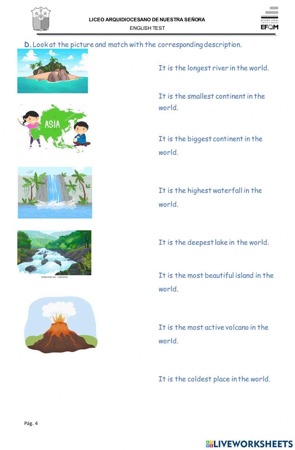 Fourth term test worksheet | Live Worksheets