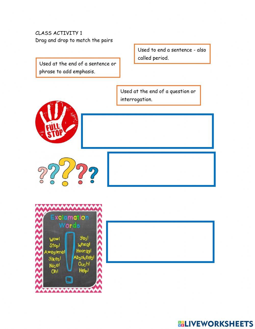 PUNCTUATION MARKS online exercise for | Live Worksheets