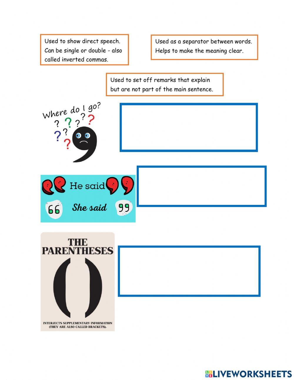 PUNCTUATION MARKS online exercise for | Live Worksheets