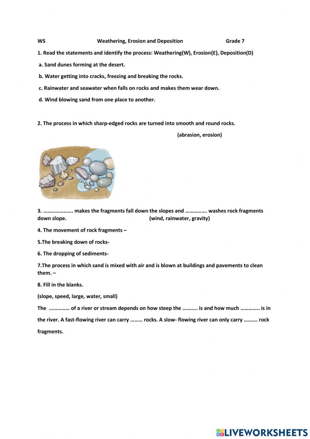 Weathering,Erosion - Deposition online exercise for | Live Worksheets