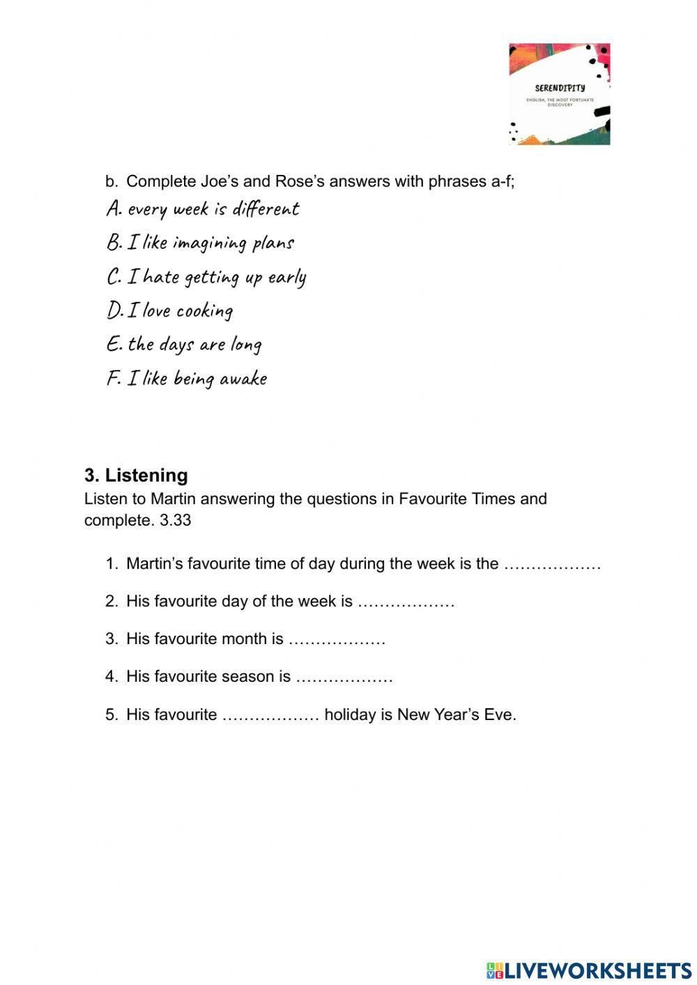 Lesson 19 827344 | Serendipity3 | Live Worksheets
