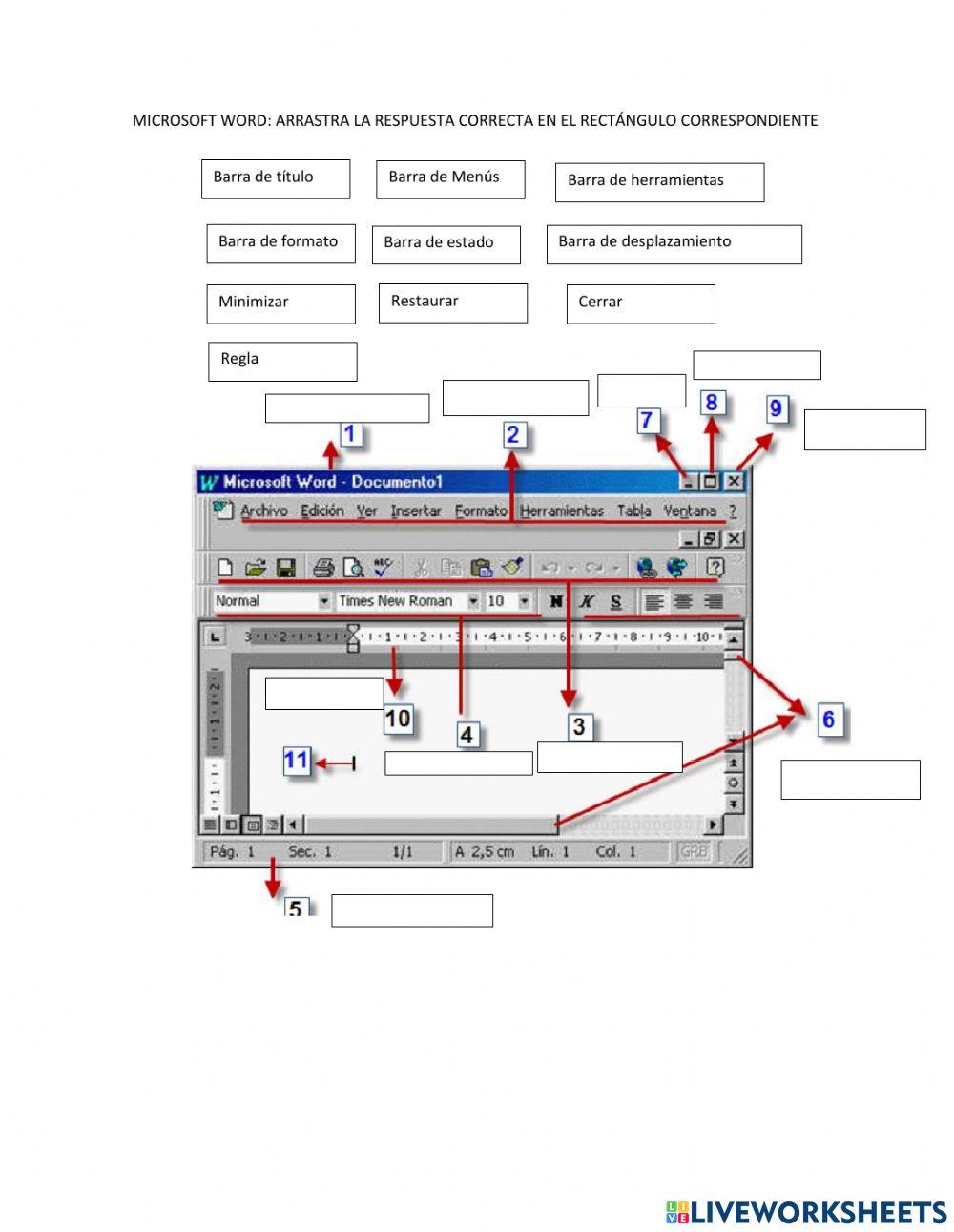 Microsoft word | Free Interactive Worksheets | 827309