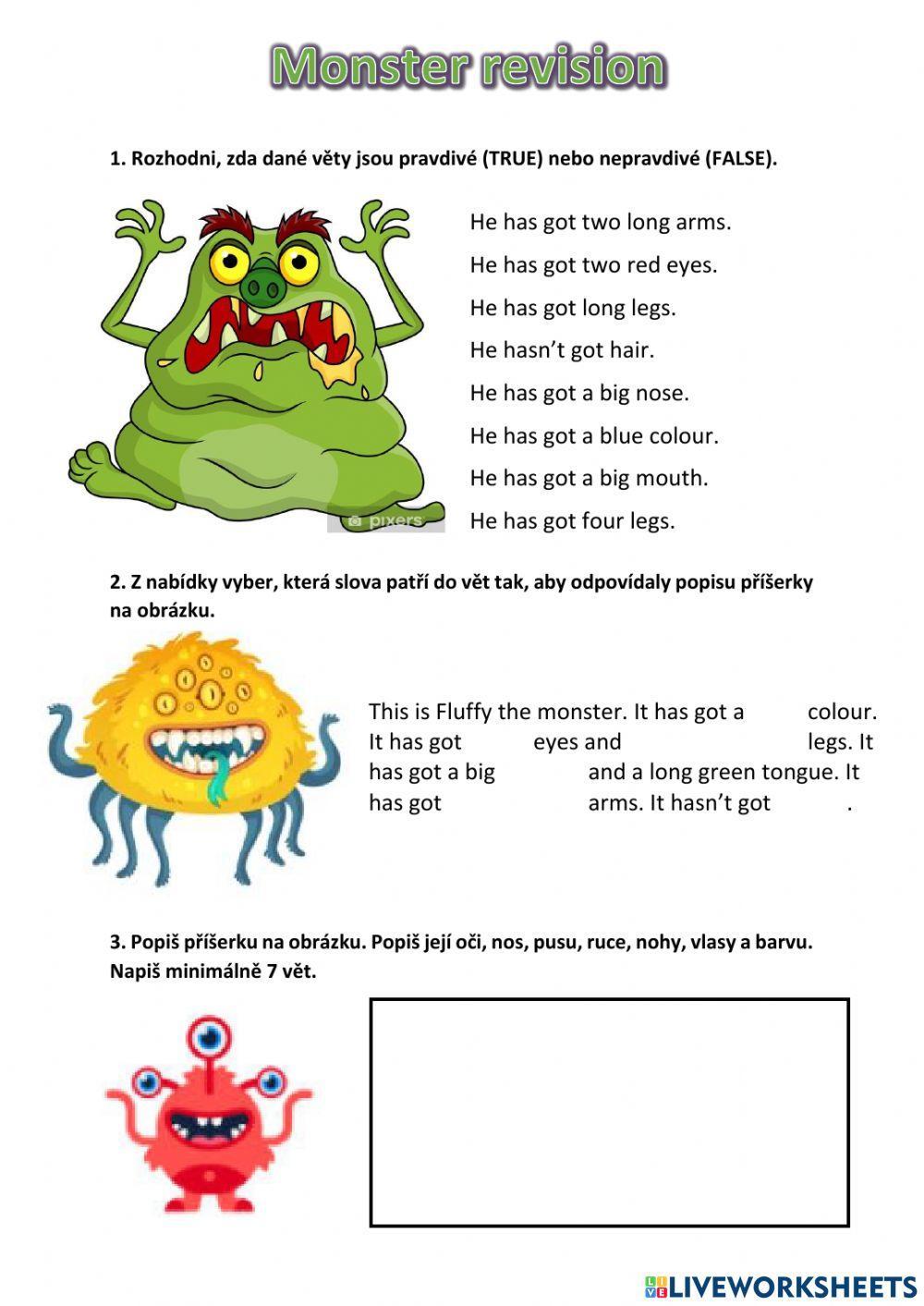 Monster Descrip… | Free Interactive Worksheets | 827677