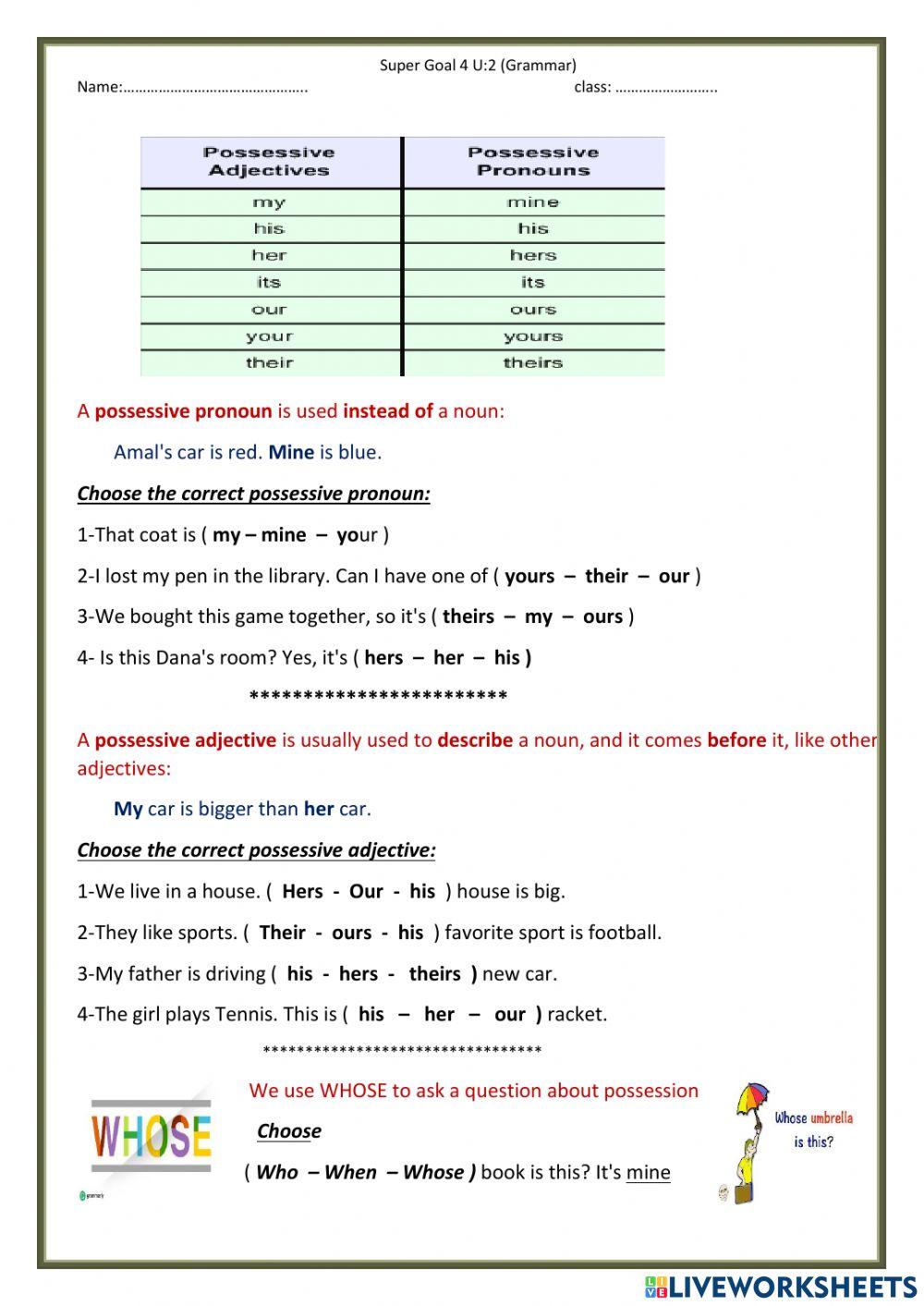 Super Goal 4 U:2 exercise | Live Worksheets