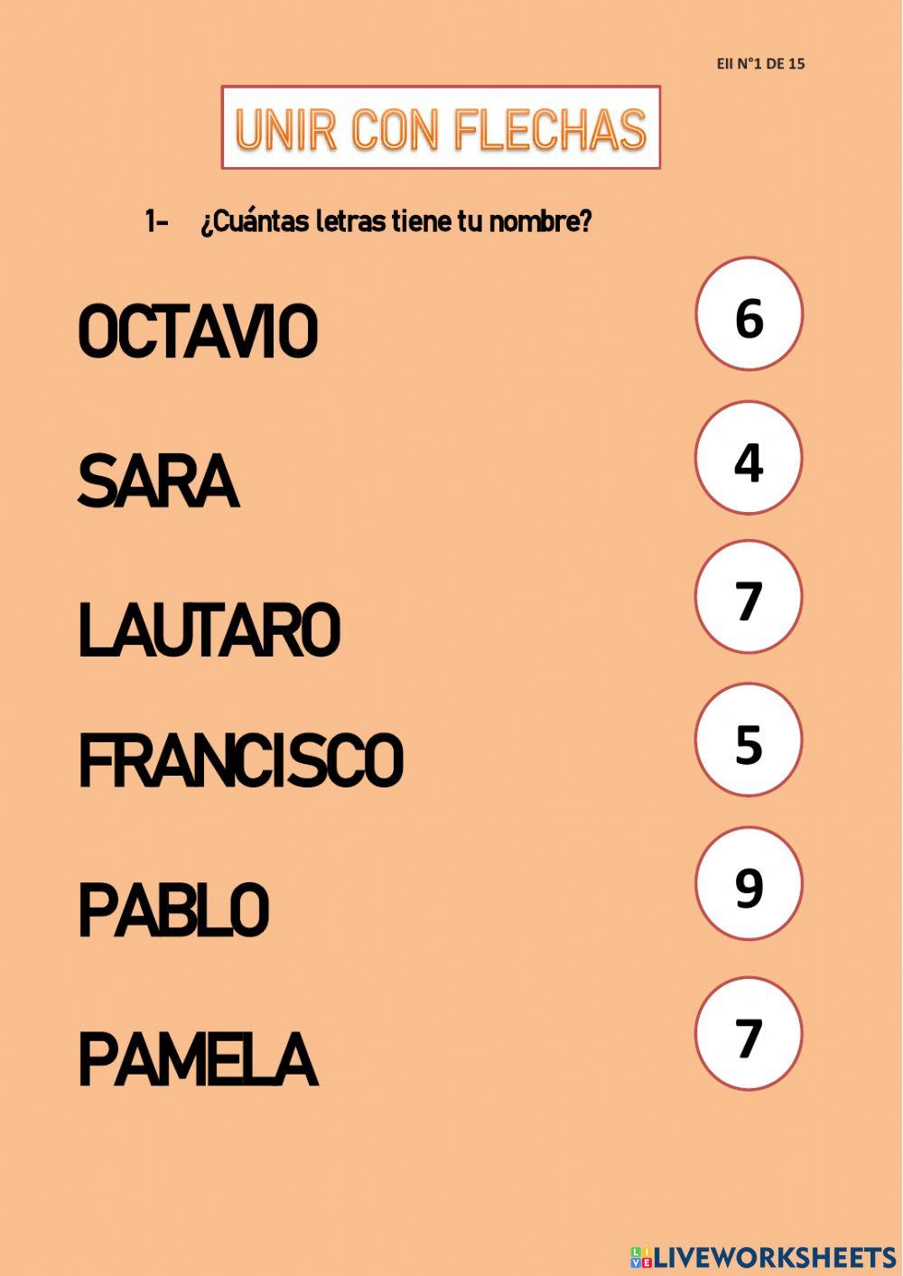 Nombres online pdf worksheet | Live Worksheets