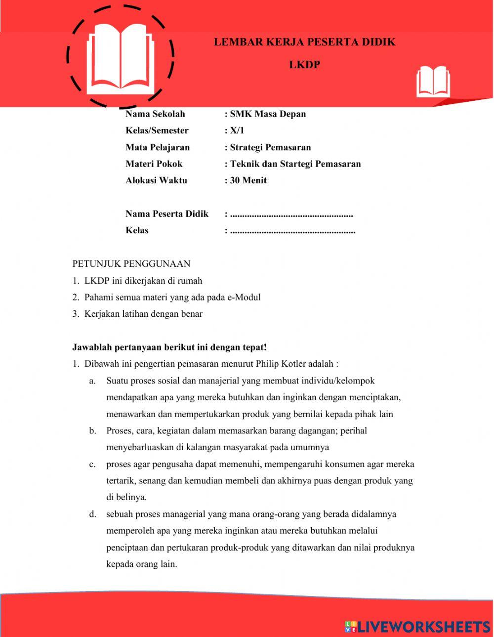 Lkpd smk worksheet | Live Worksheets