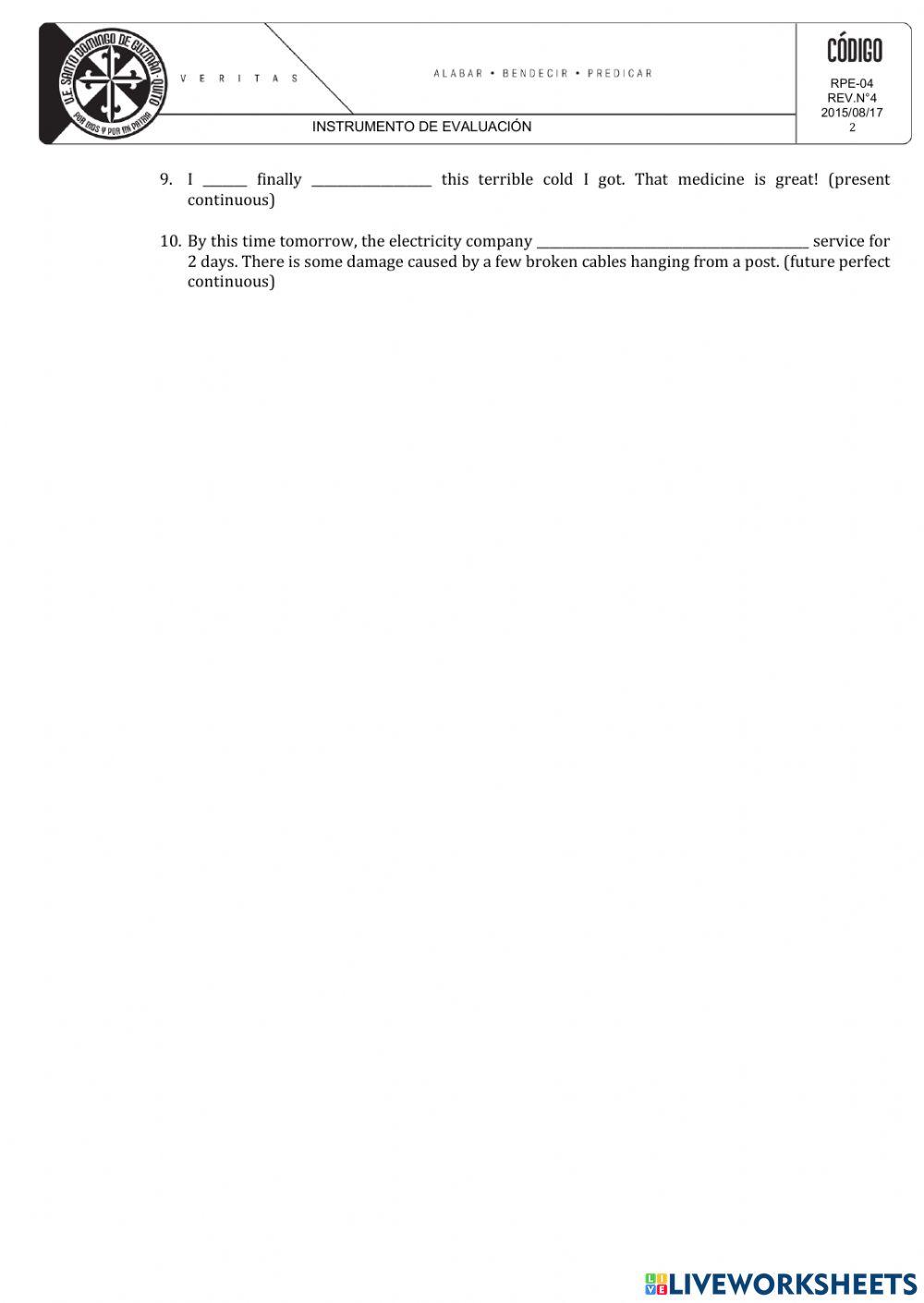 VERBS QUIZ (2ND) online exercise for | Live Worksheets