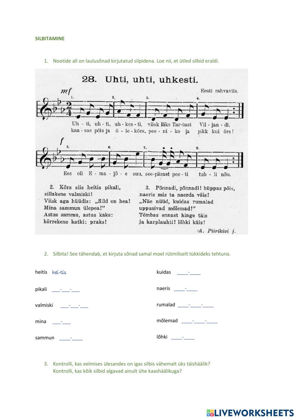 Silbitamine | Free Interactive Worksheets | 829318