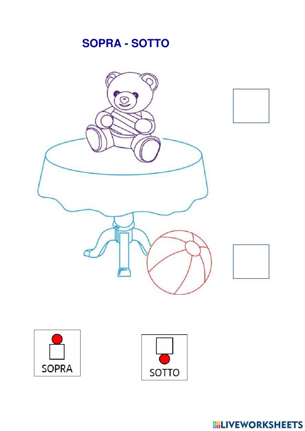 SOPRA -SOTTO (orso, palla) worksheet | Live Worksheets