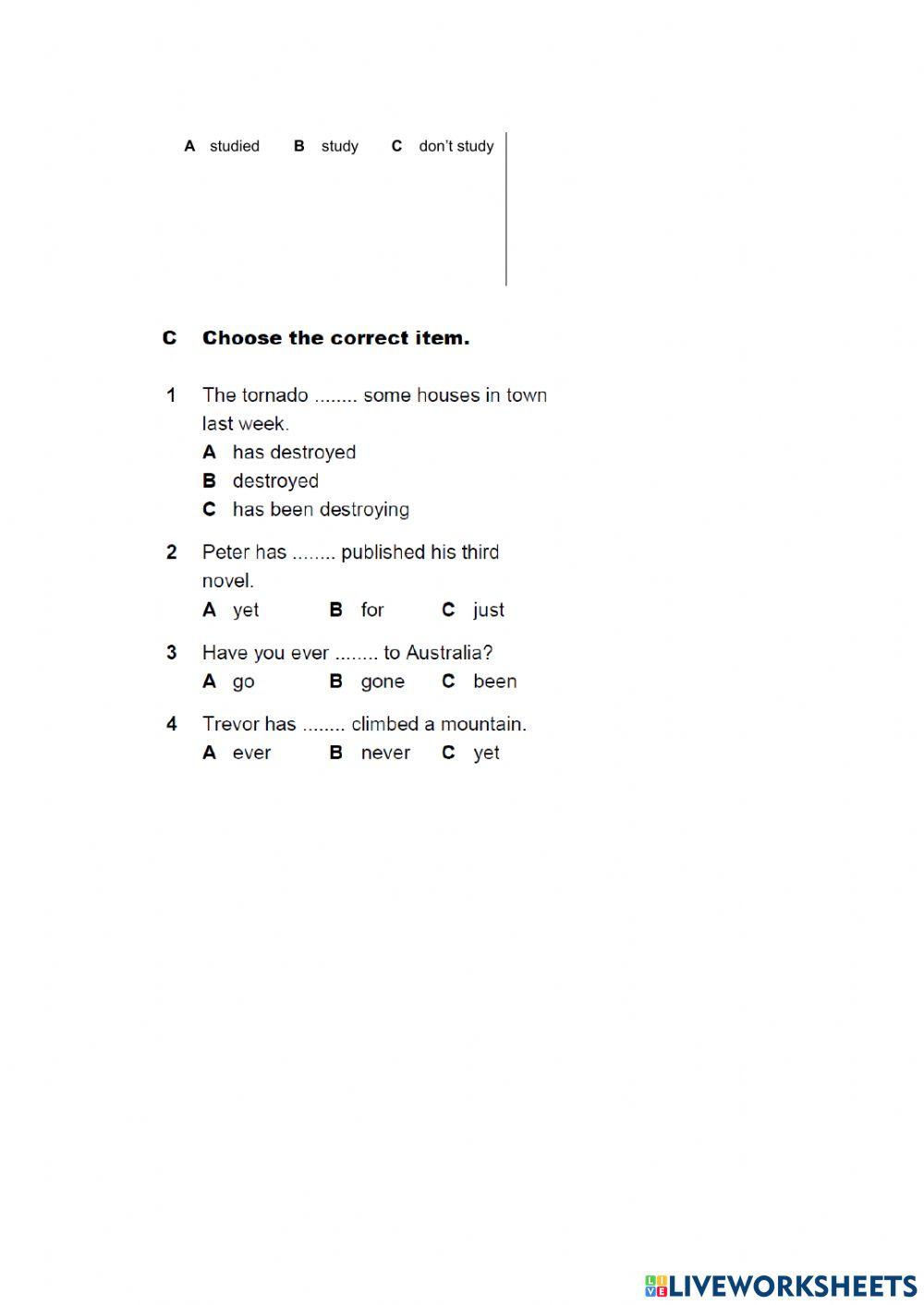 PT2 - module 5 worksheet | Live Worksheets
