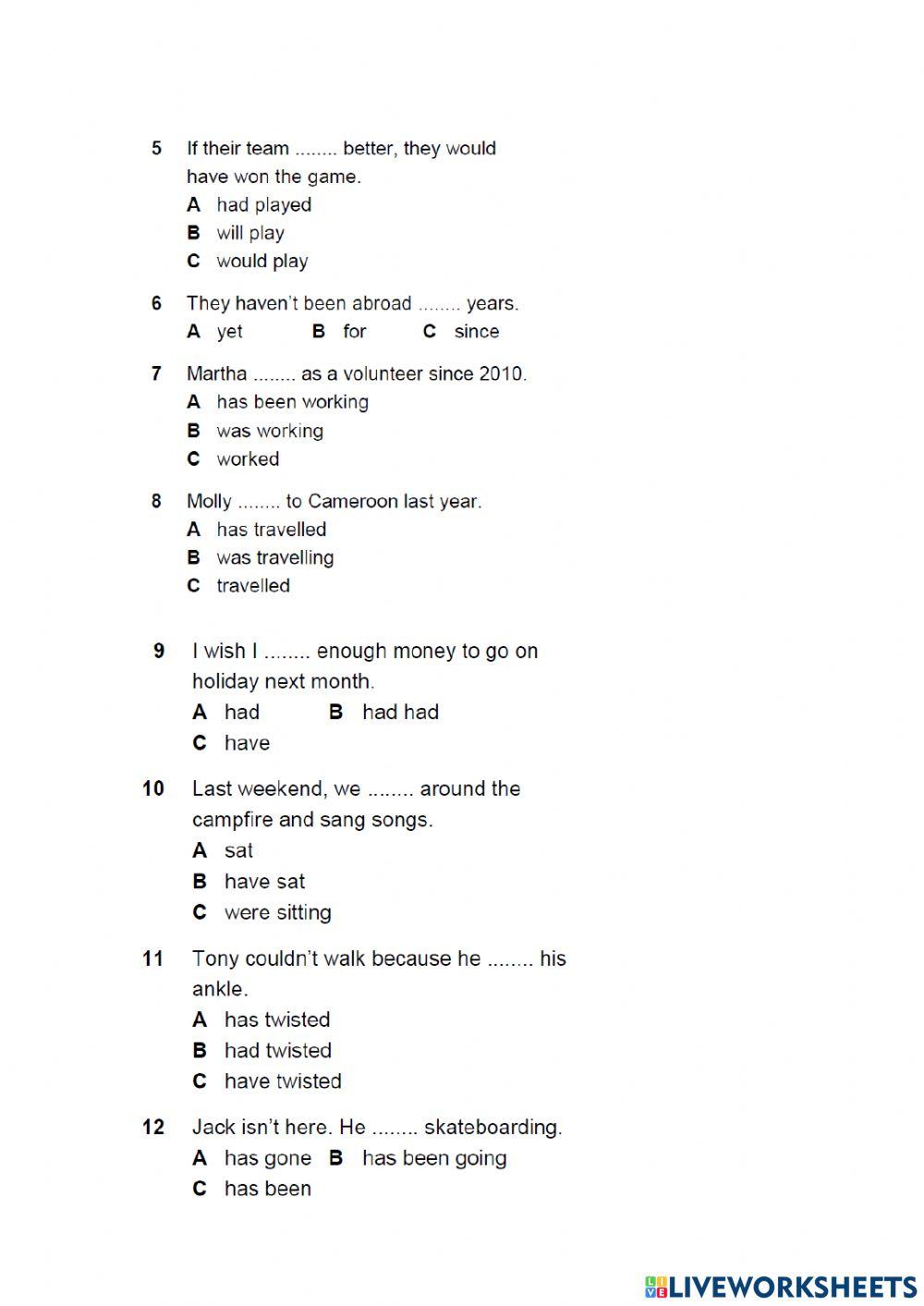 PT2 - module 5 worksheet | Live Worksheets