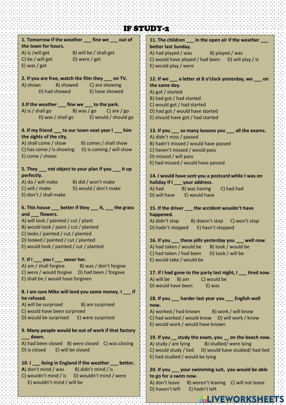 If Study-2 | Berna Demirtaş | Live Worksheets
