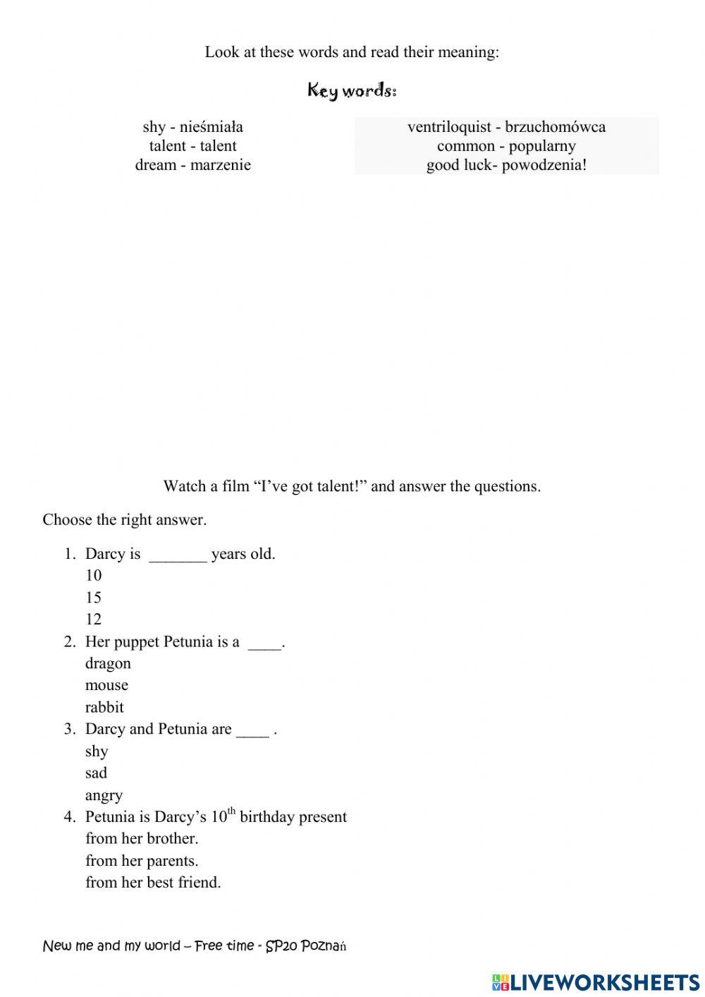 829872 | Free time | Memio English | LiveWorksheets