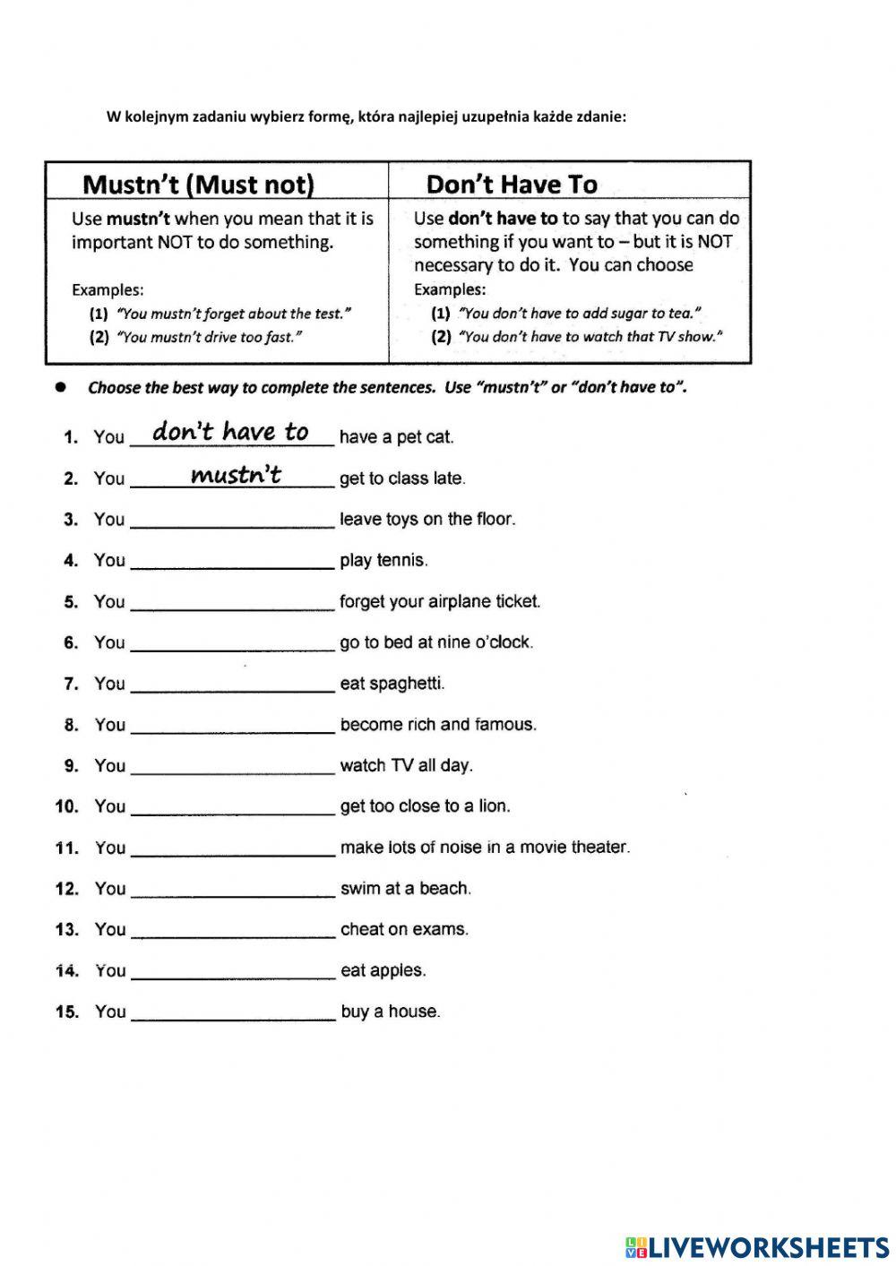 Modal verbs copy worksheet | Live Worksheets