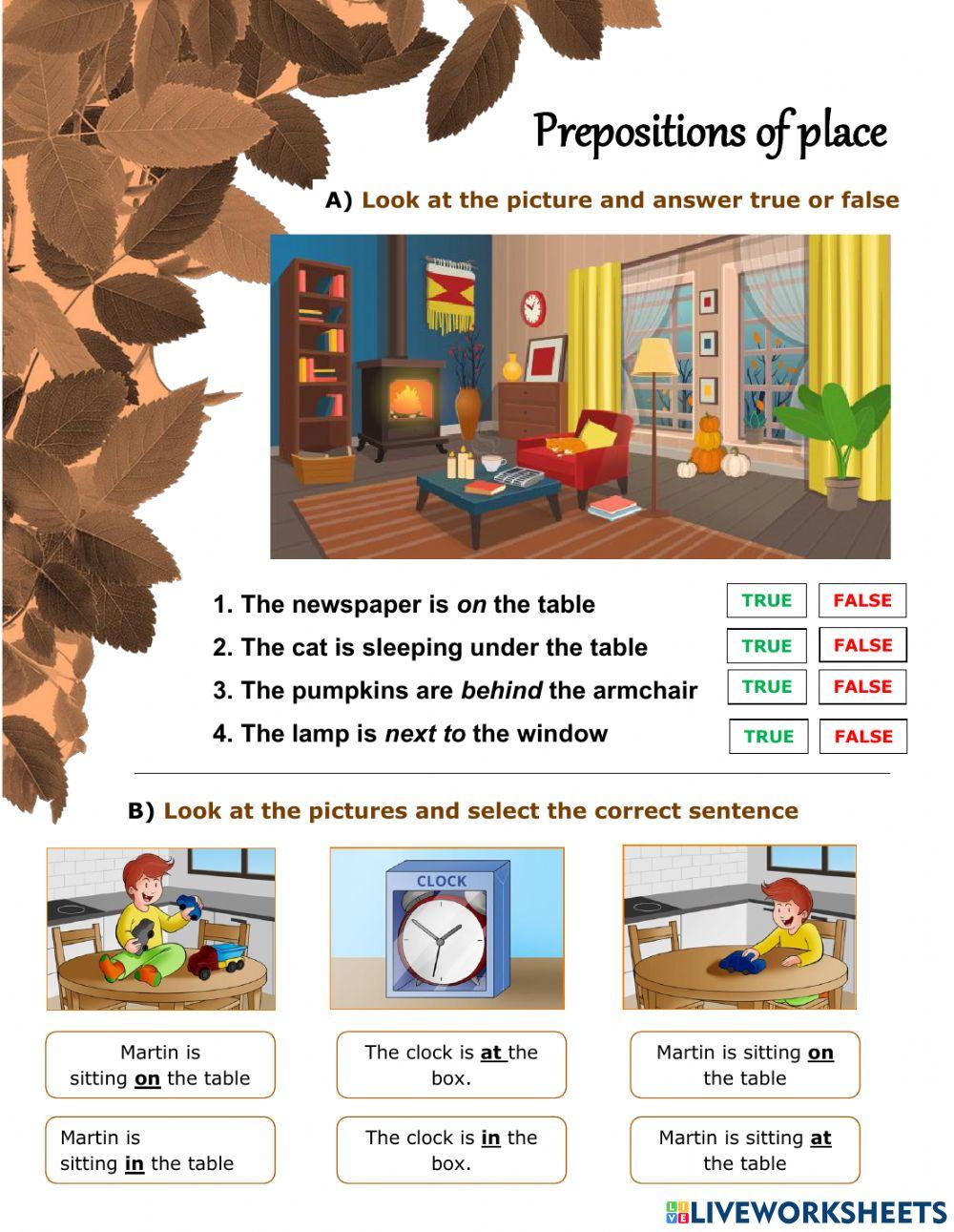 Prepositions of place online exercise for Universidad | Live Worksheets
