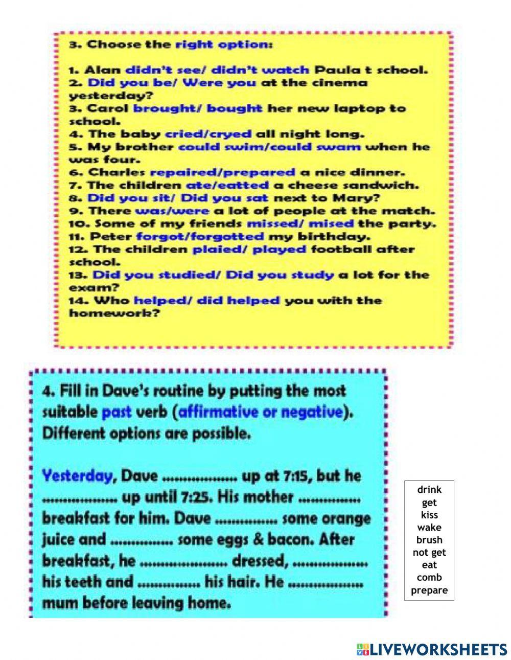 Past simple mix… | Free Interactive Worksheets | 830758