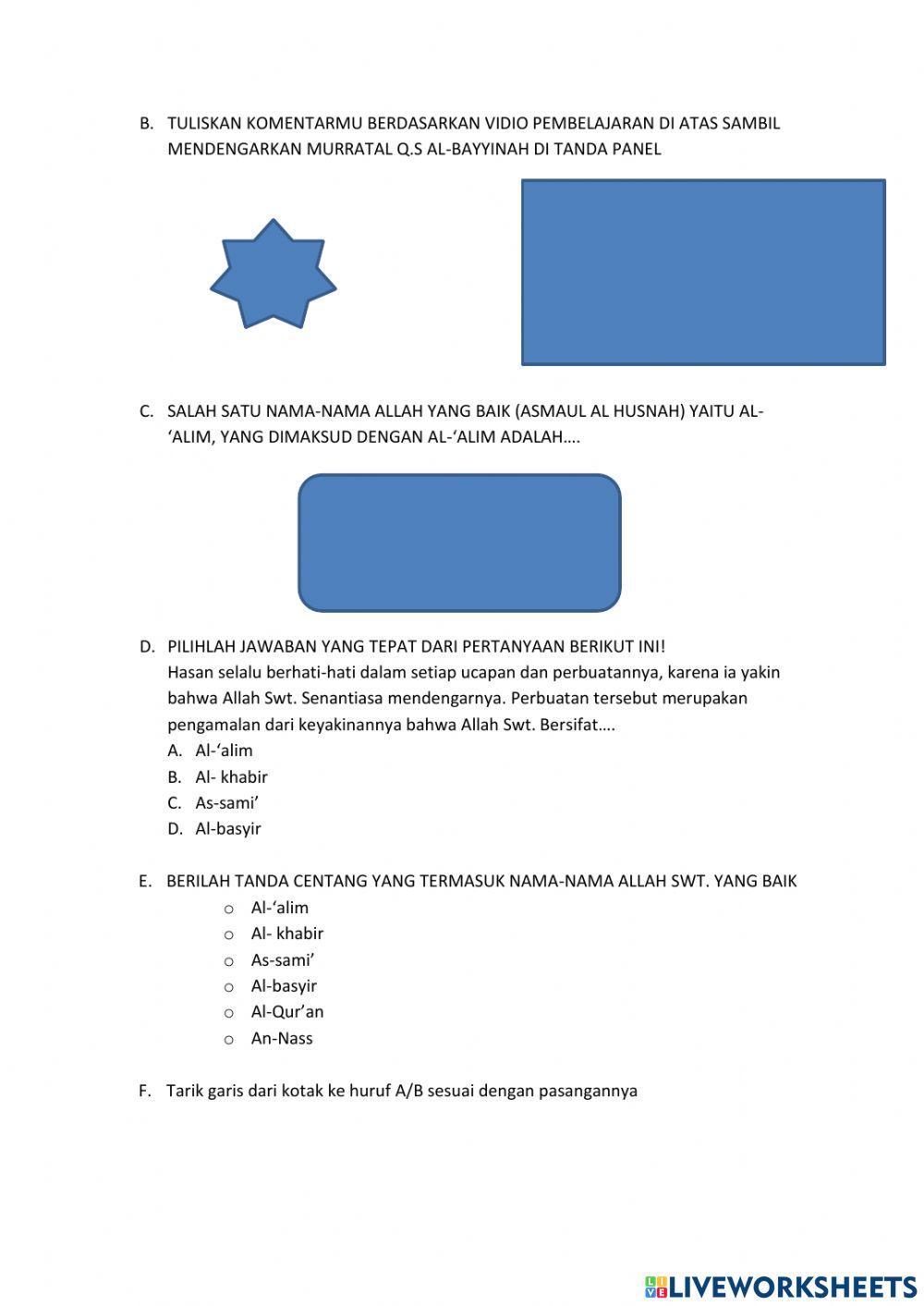 E-lkpd interaktif relen (materi pai ) worksheet | Live Worksheets