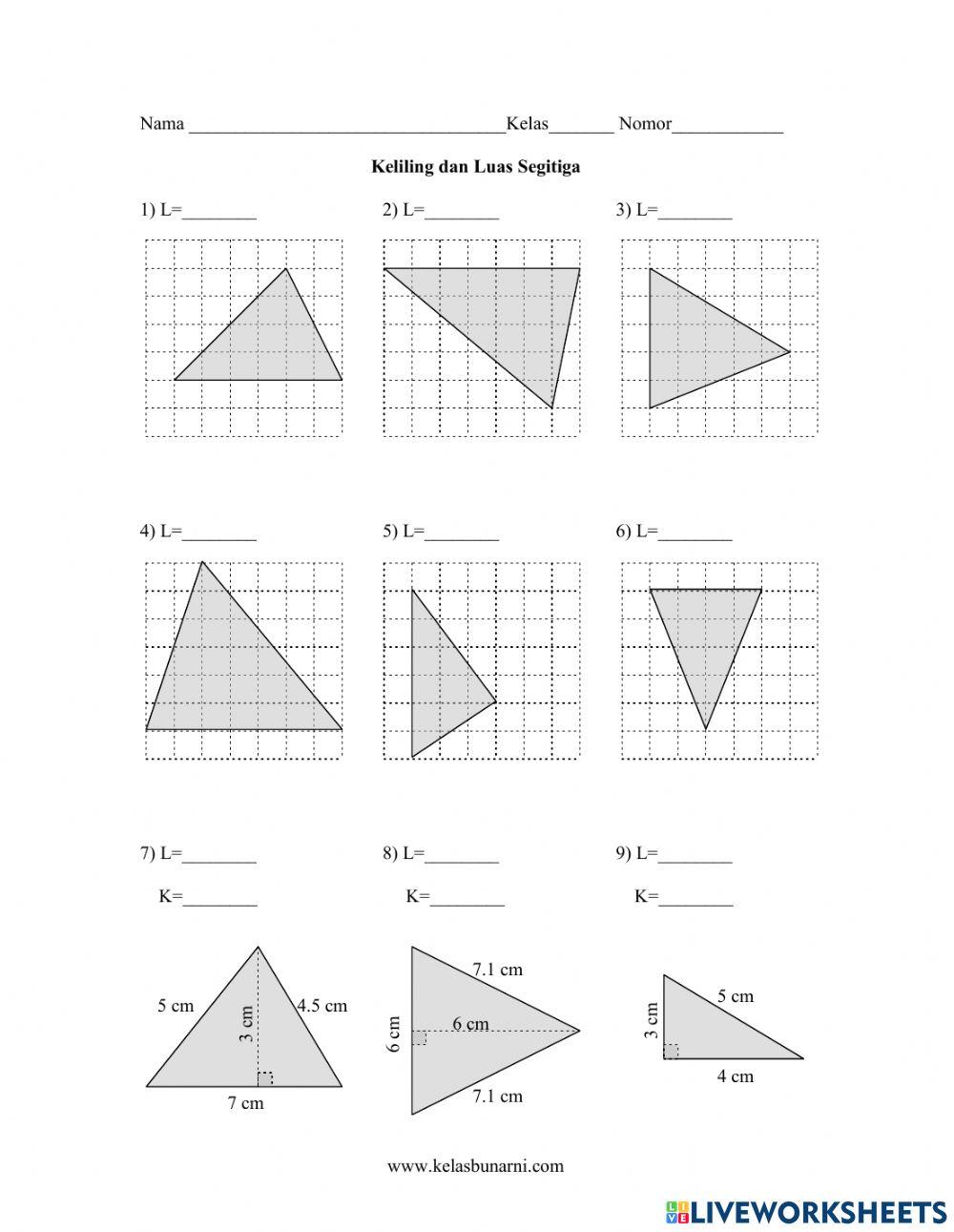 Segitiga exercise | Live Worksheets
