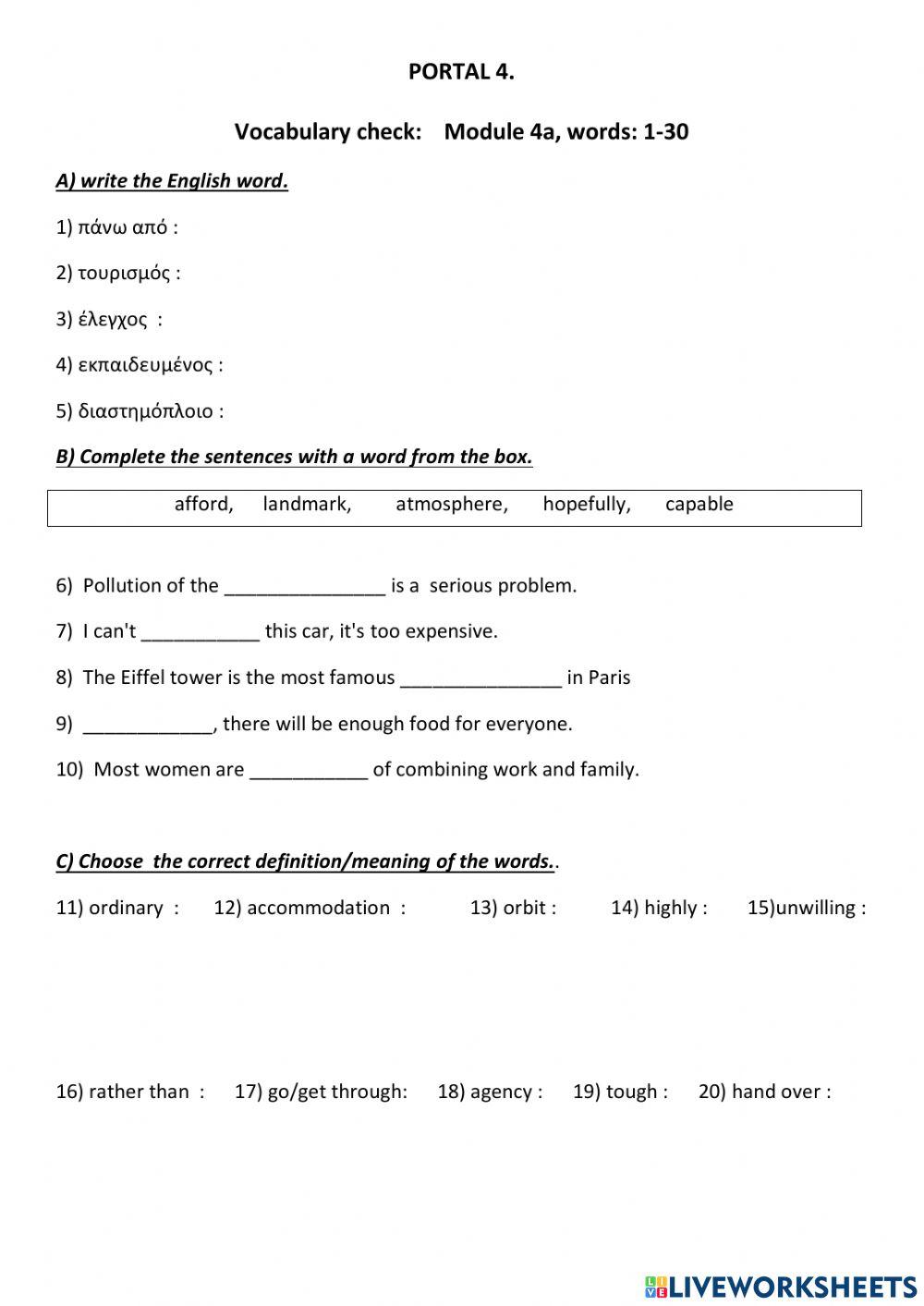 D class, companion 4a, 1-30 worksheet | Live Worksheets