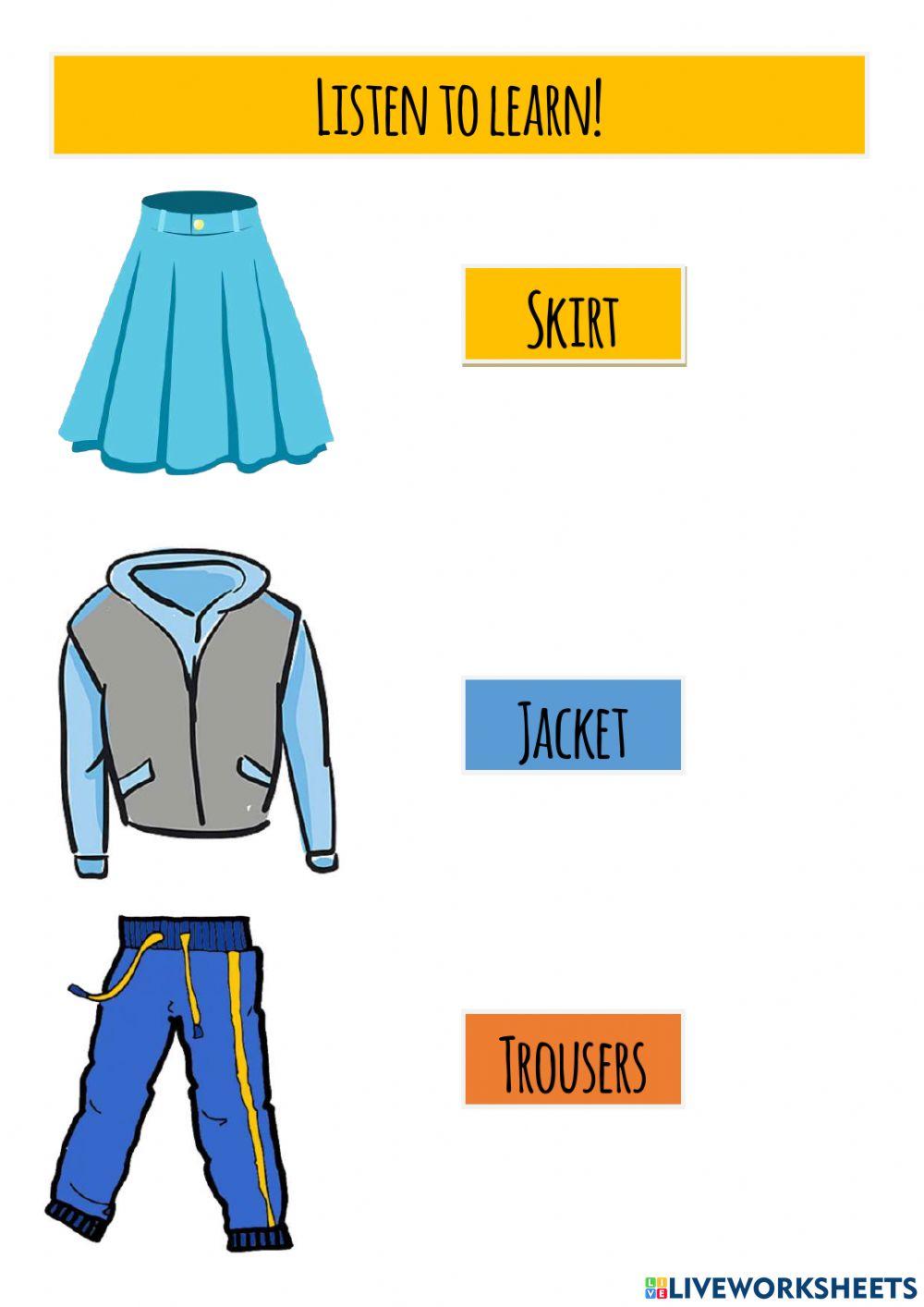 Clothes online exercise for Scuola Primaria | Live Worksheets
