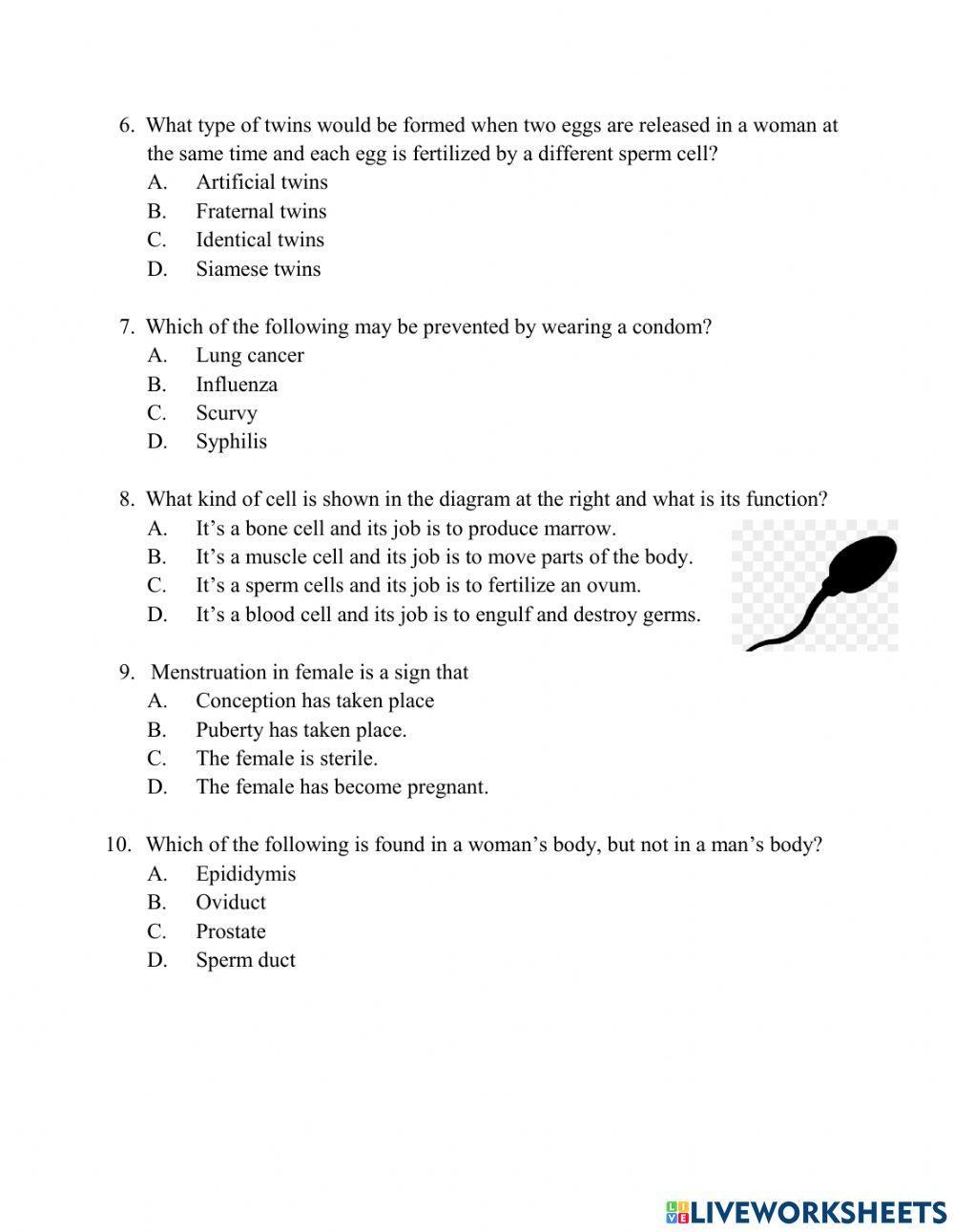 Health Science BJC Review worksheet | Live Worksheets