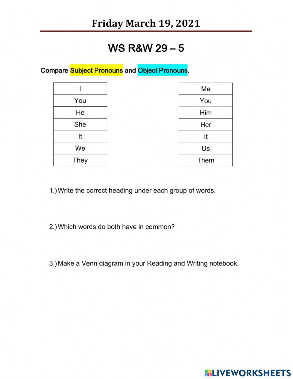 Worksheet online exercise for 3rd | Live Worksheets