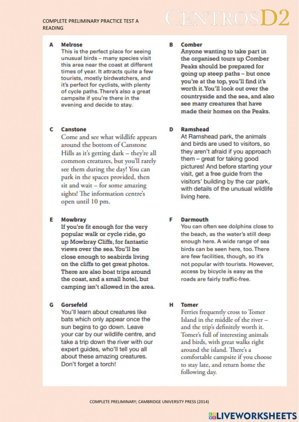 COMPLETE PRELIMINARY READING TEST 1 4892974 | CentrosDDos