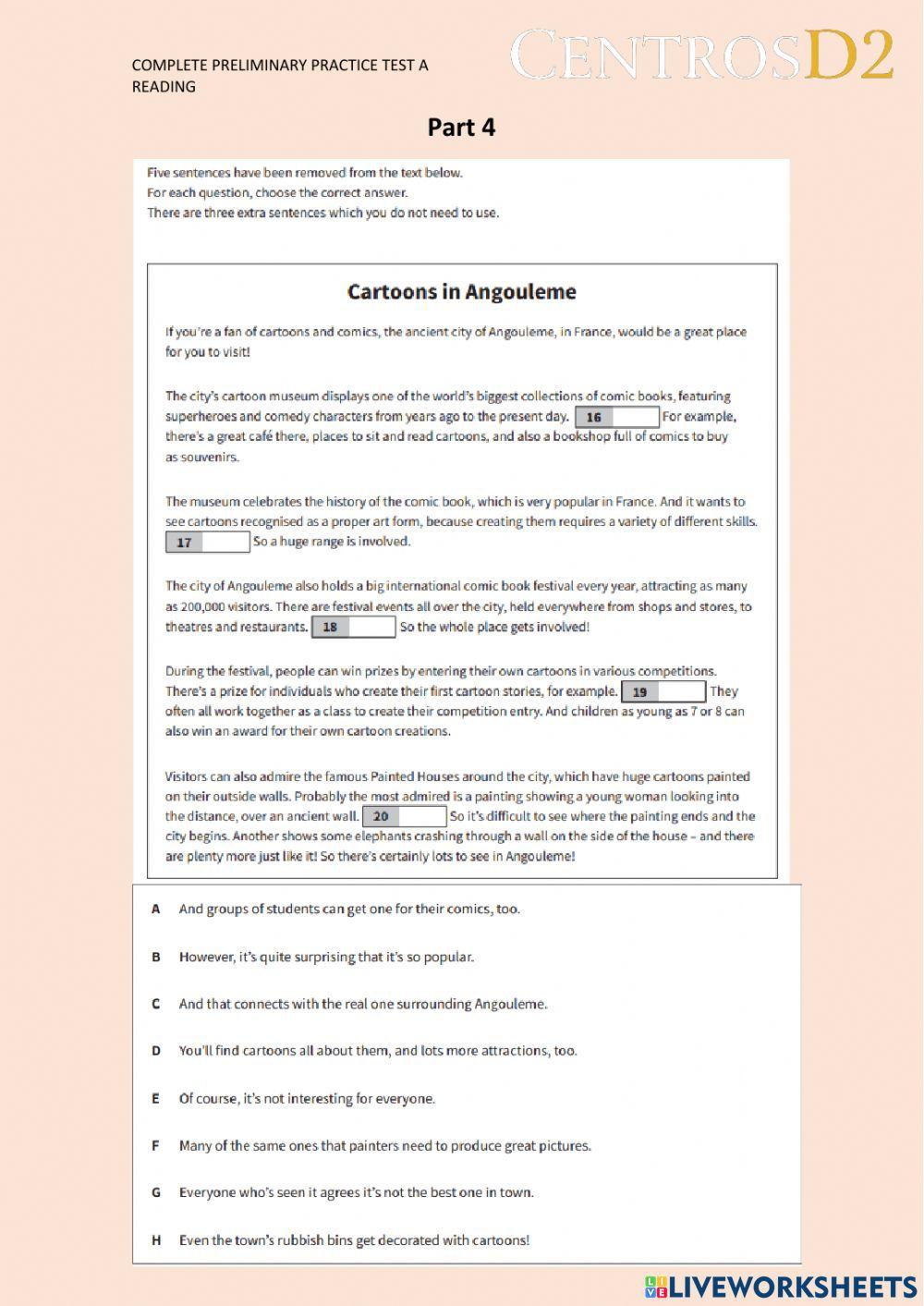COMPLETE PRELIMINARY READING TEST 1 4892974 | CentrosDDos