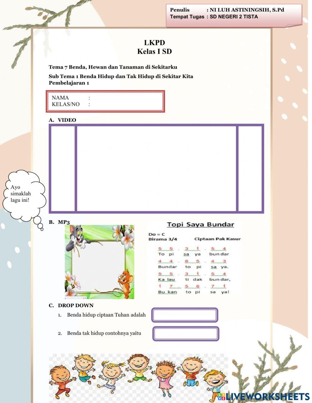 Latihan e-lkpd online pdf worksheet for 1 | Live Worksheets
