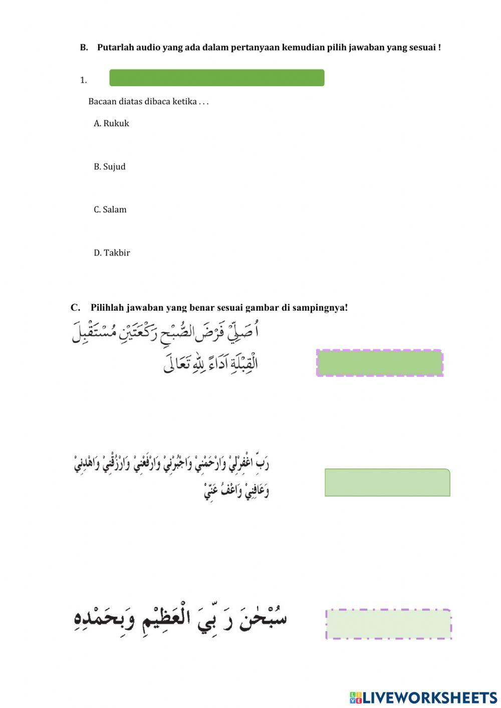 Tata cara shalat worksheet | Live Worksheets