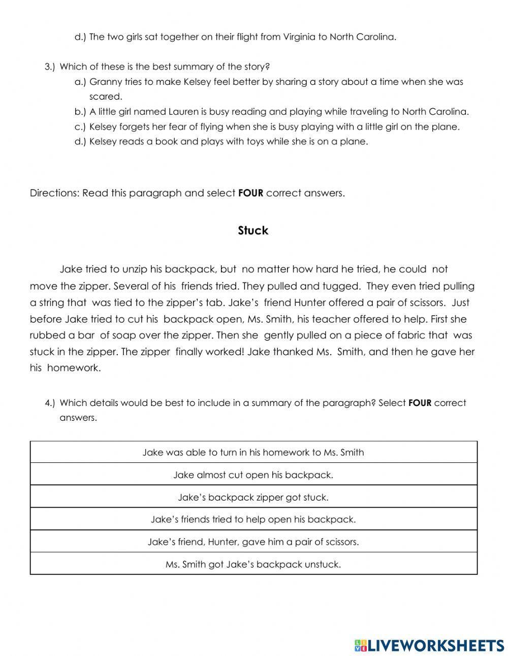 Summarizing Pra… | Free Interactive Worksheets | 832500