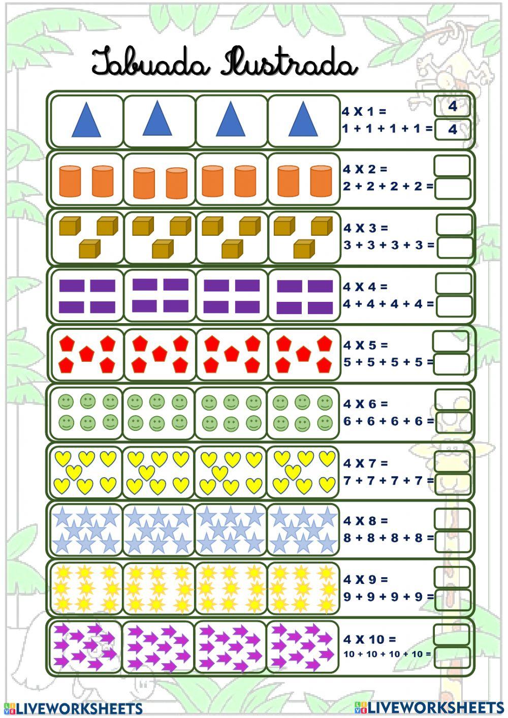 Tabuada de 4 worksheet | Live Worksheets
