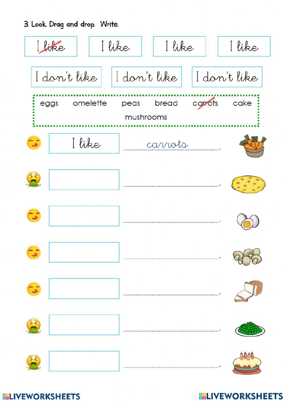 Practice I like-don't like worksheet | Live Worksheets