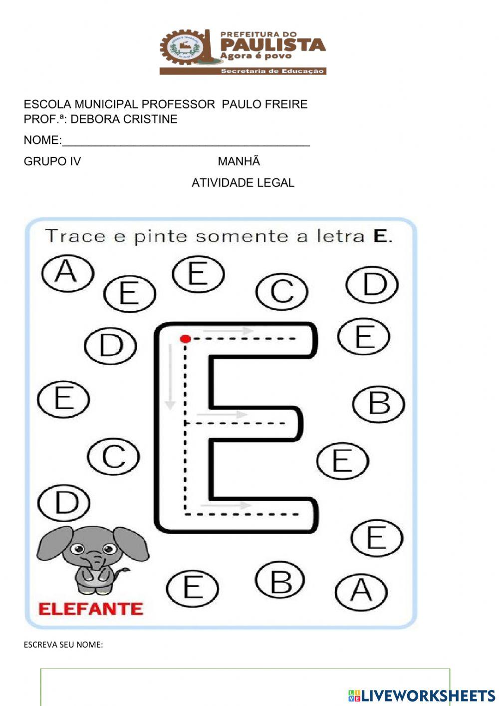 Letra e online pdf worksheet | Live Worksheets