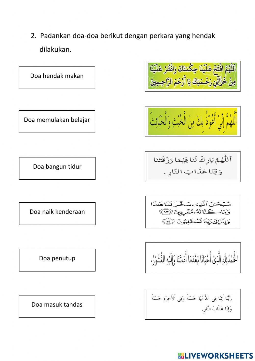 Doa harian worksheet | Live Worksheets
