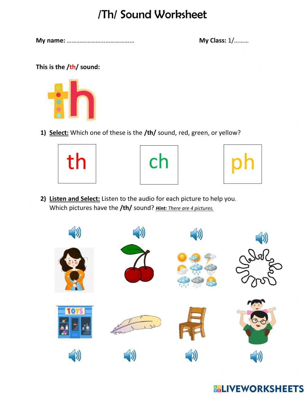 Th Sound 2 4817085 | Alyaaa_32 | Live Worksheets
