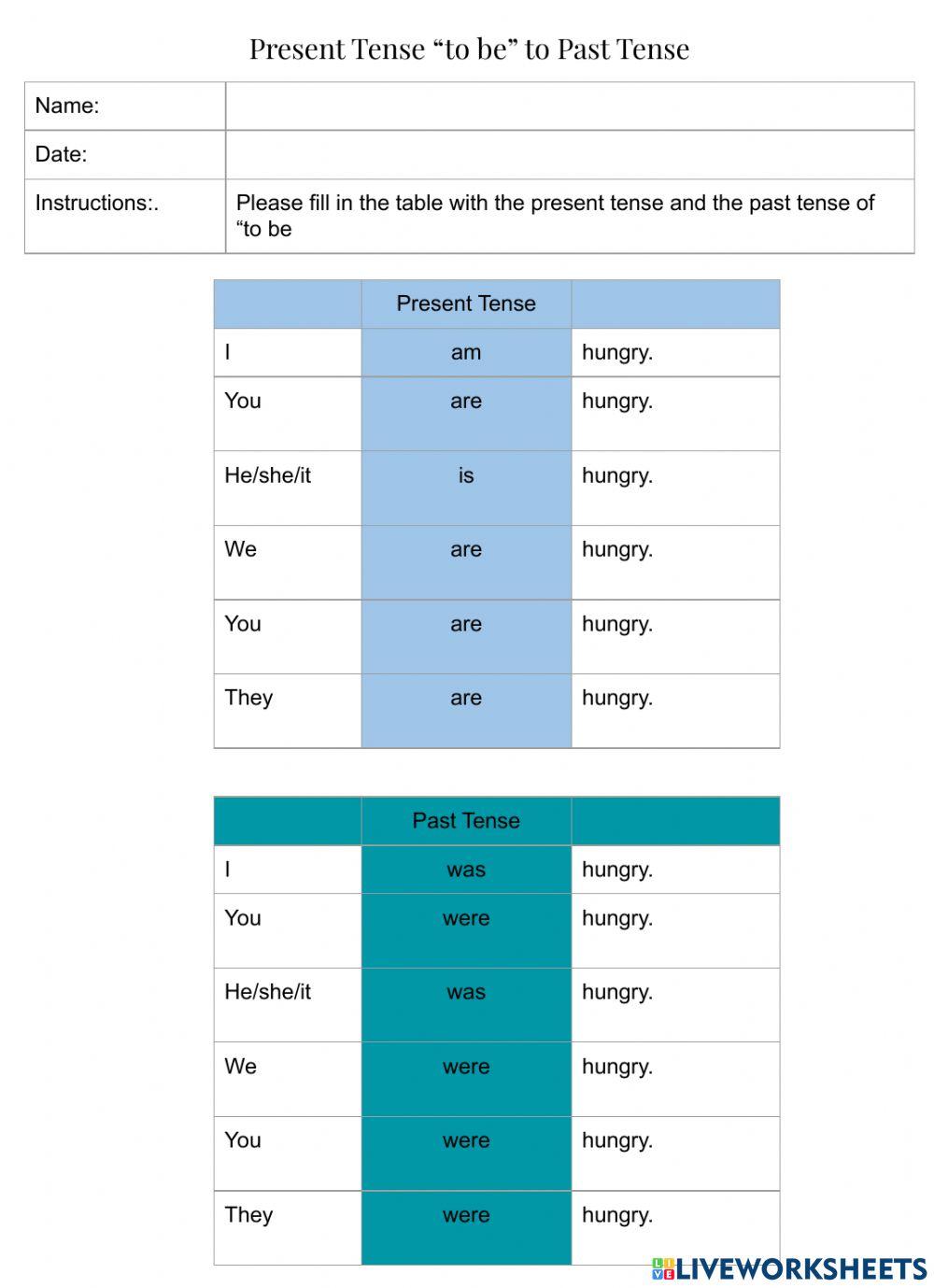 To be conjucation worksheet | Live Worksheets