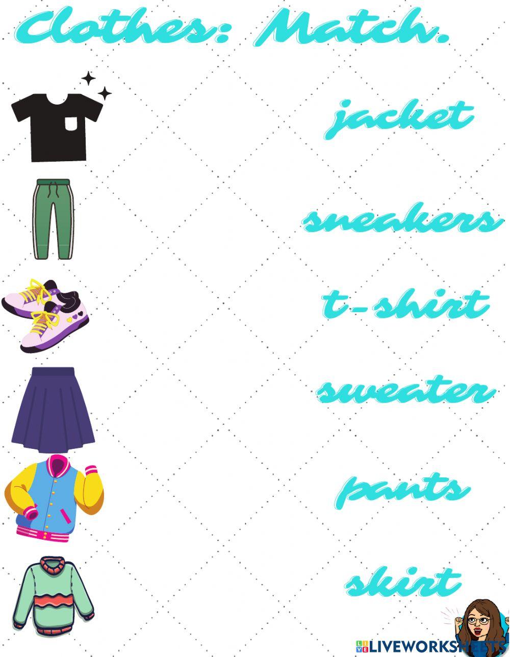 Clothes online exercise for Grade 1 | Live Worksheets