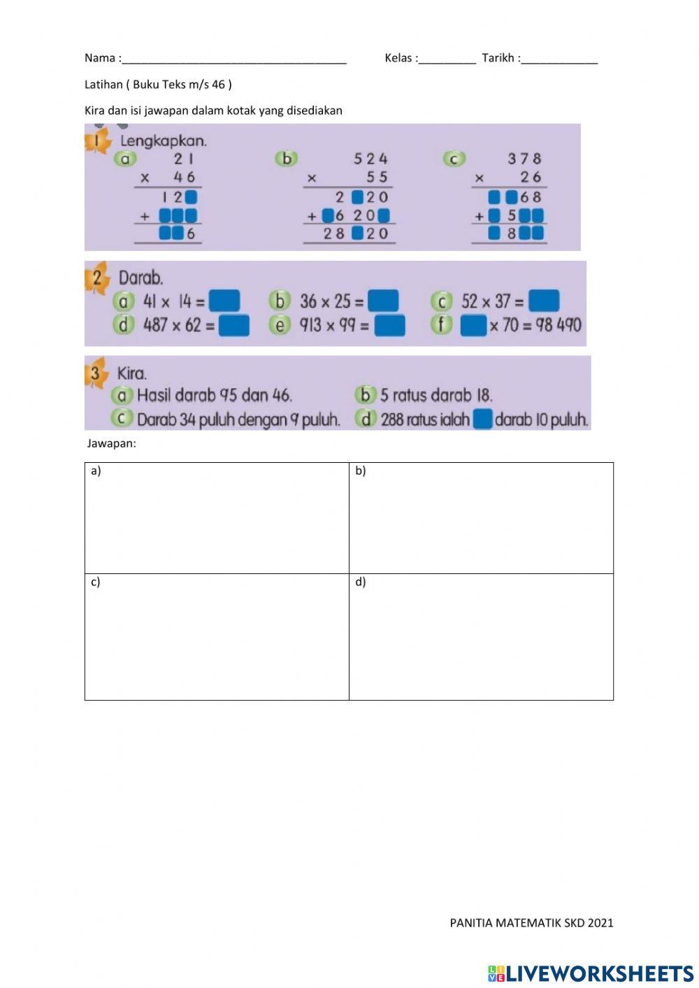 Matematik online exercise for 4 | Live Worksheets