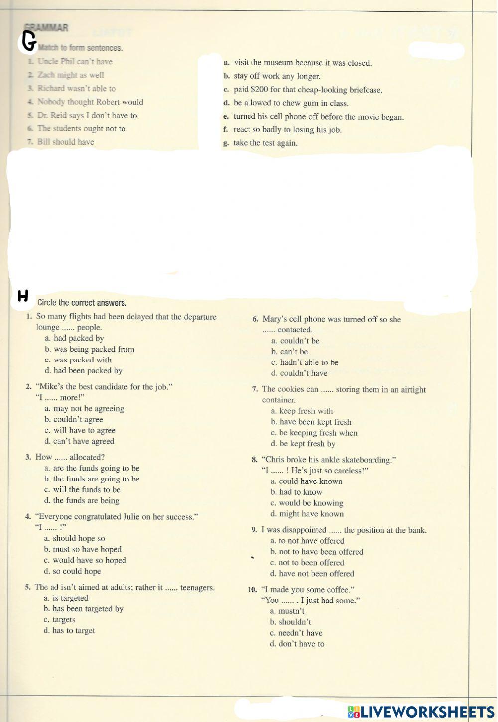 c1 grammar online exercise for | Live Worksheets