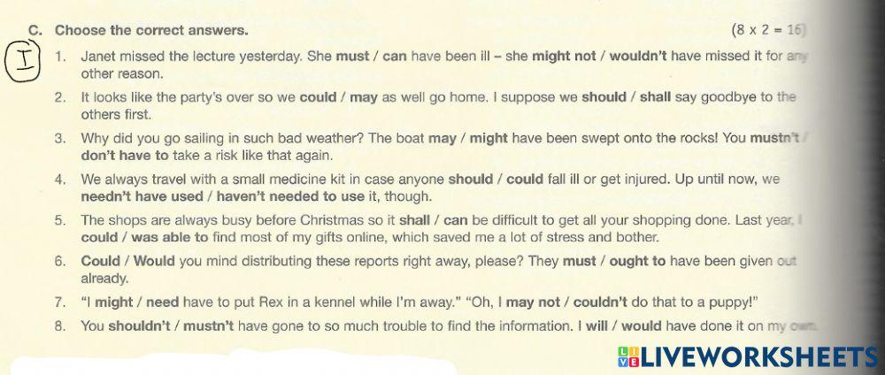 c1 grammar online exercise for | Live Worksheets